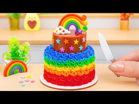 Rainbow Cake Decorating Recipe🌈Mini Rainbow Chocolate Cake Decorating By Yummy Bakery