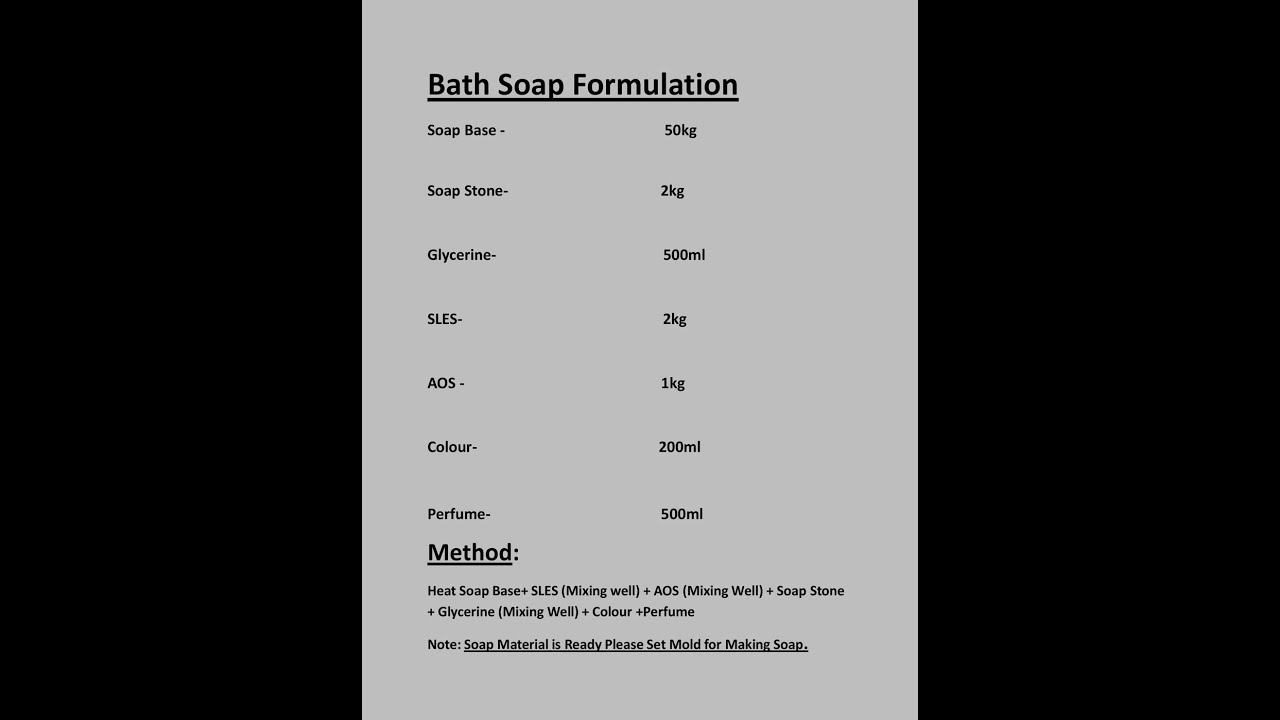 Bath Soap Formulation| How to make Bath Soap at Home | Low cost Bath Soap Formula