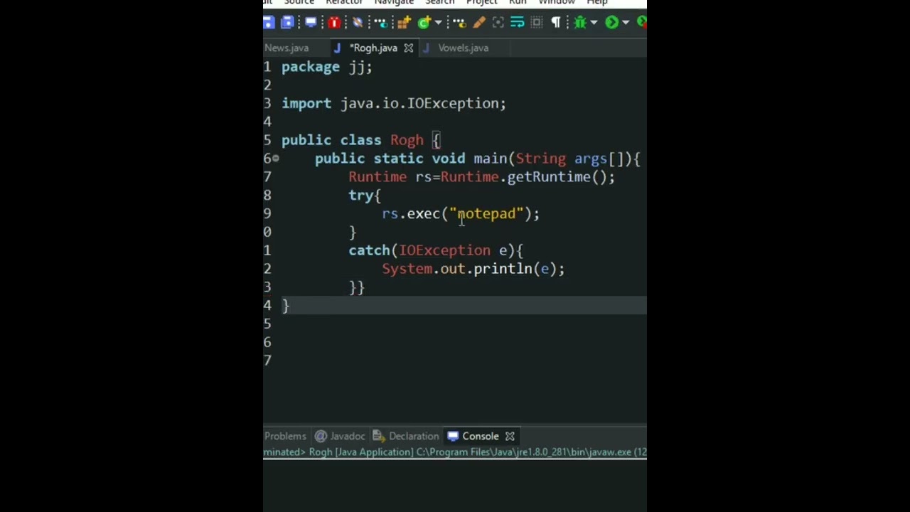 Notepad open program in Java #shorts #java