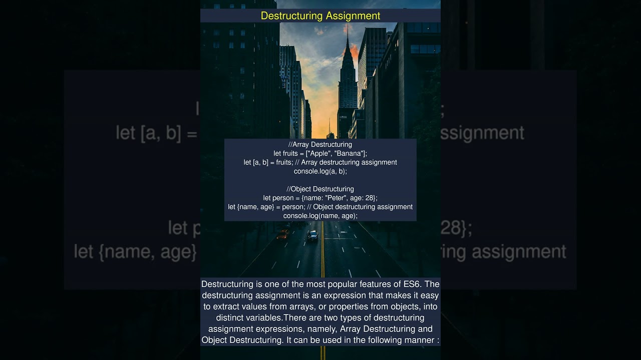 ES6 feature Destructuring Assignment Interviewer Question Q&A #react #js #javascript #es6 #intervie