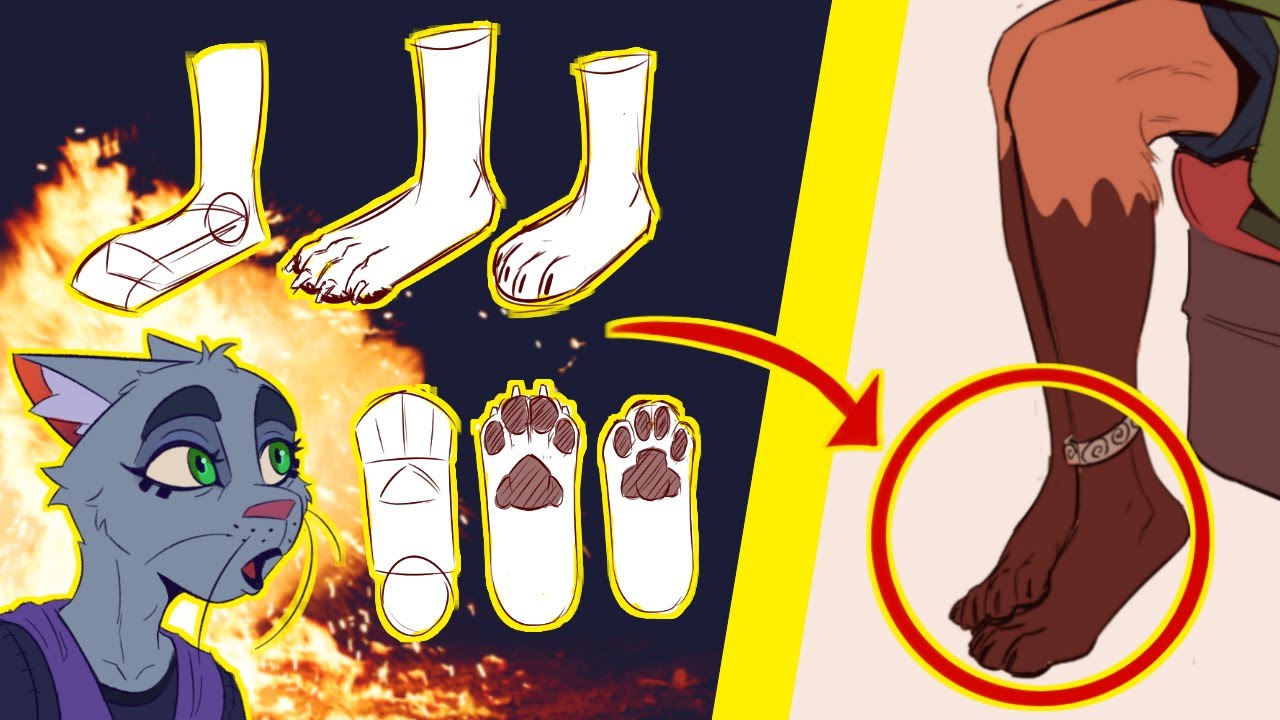 How I Draw Feet for Anthro Furry Characters (Digitigrade & Plantigrade)