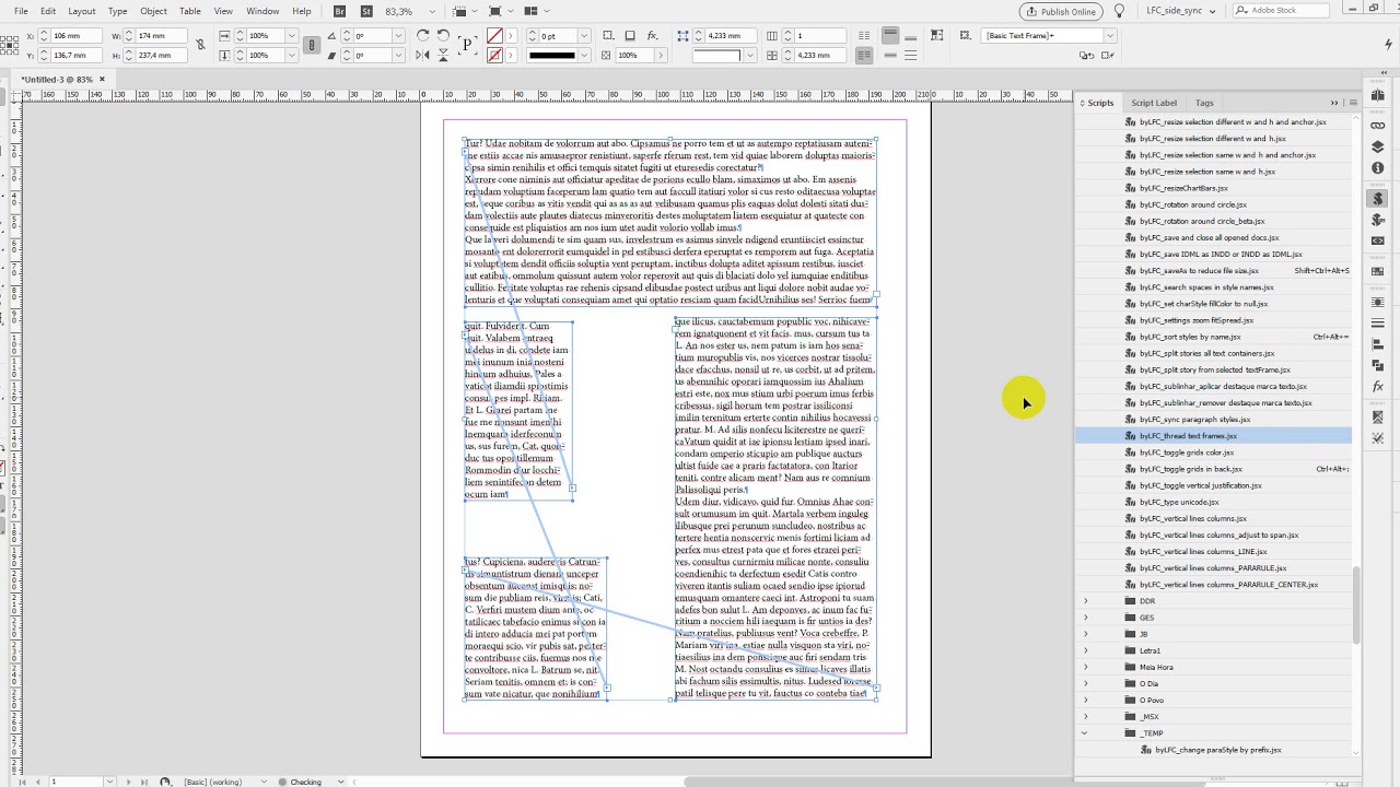 InDesign JavaScript by LFCorullón | Thread text frames