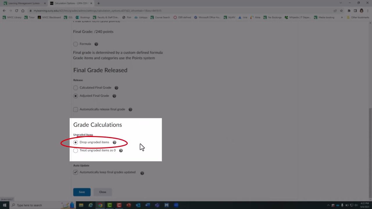Change the Auto-Zero Grade Setting in Brightspace