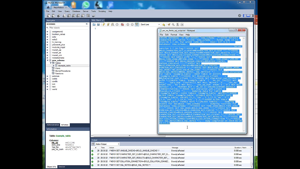 SQL Script In Workbench