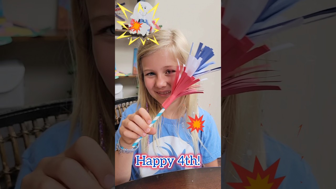 🎆 Easy Paper 4th of July Crafts for Kids! Paper Sparkler Craft Red White and Blue | Fireworks Crafts