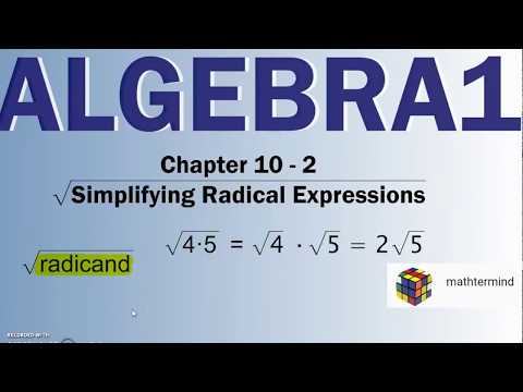 Algebra1 10-2 simplifying radical expressions