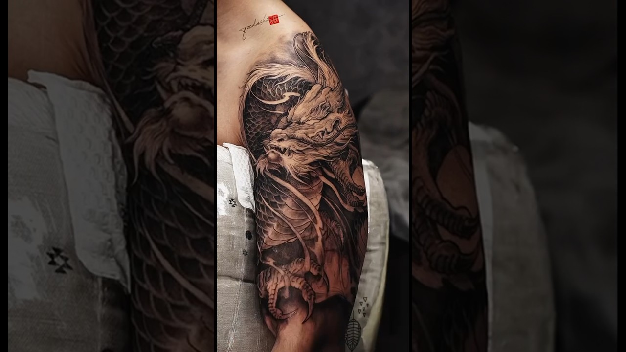 Intricate Artistry: Dragon Scale Tattoo by Trung Tadashi #trungtadashi #tattoo
