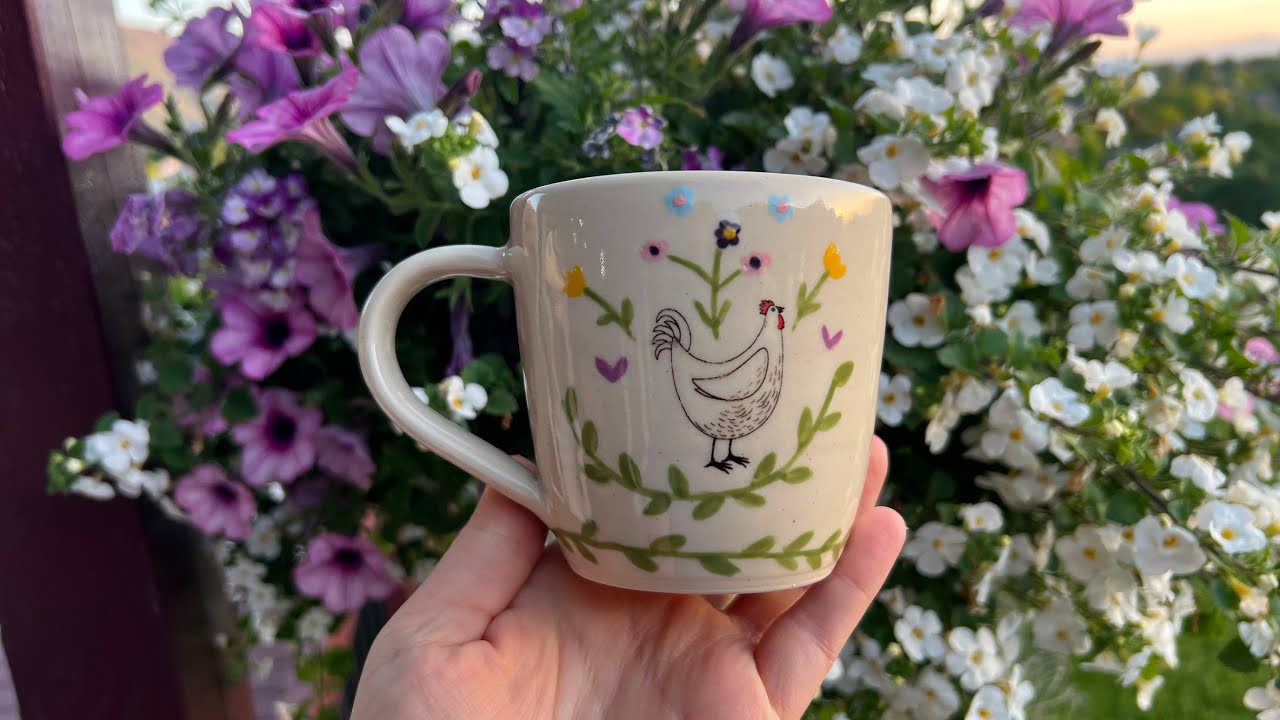Hand painting with underglaze and underglaze transfers #ceramics #pottery #glazevideo