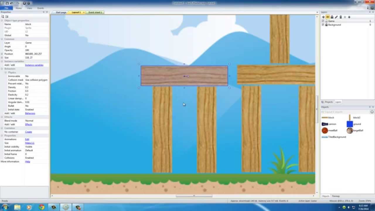 Physics Puzzle Game Development w/ Construct 2 - Tutorial 7 - Building the Tower