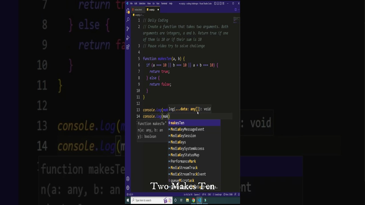 Javascript coding challenge - 20 #shorts