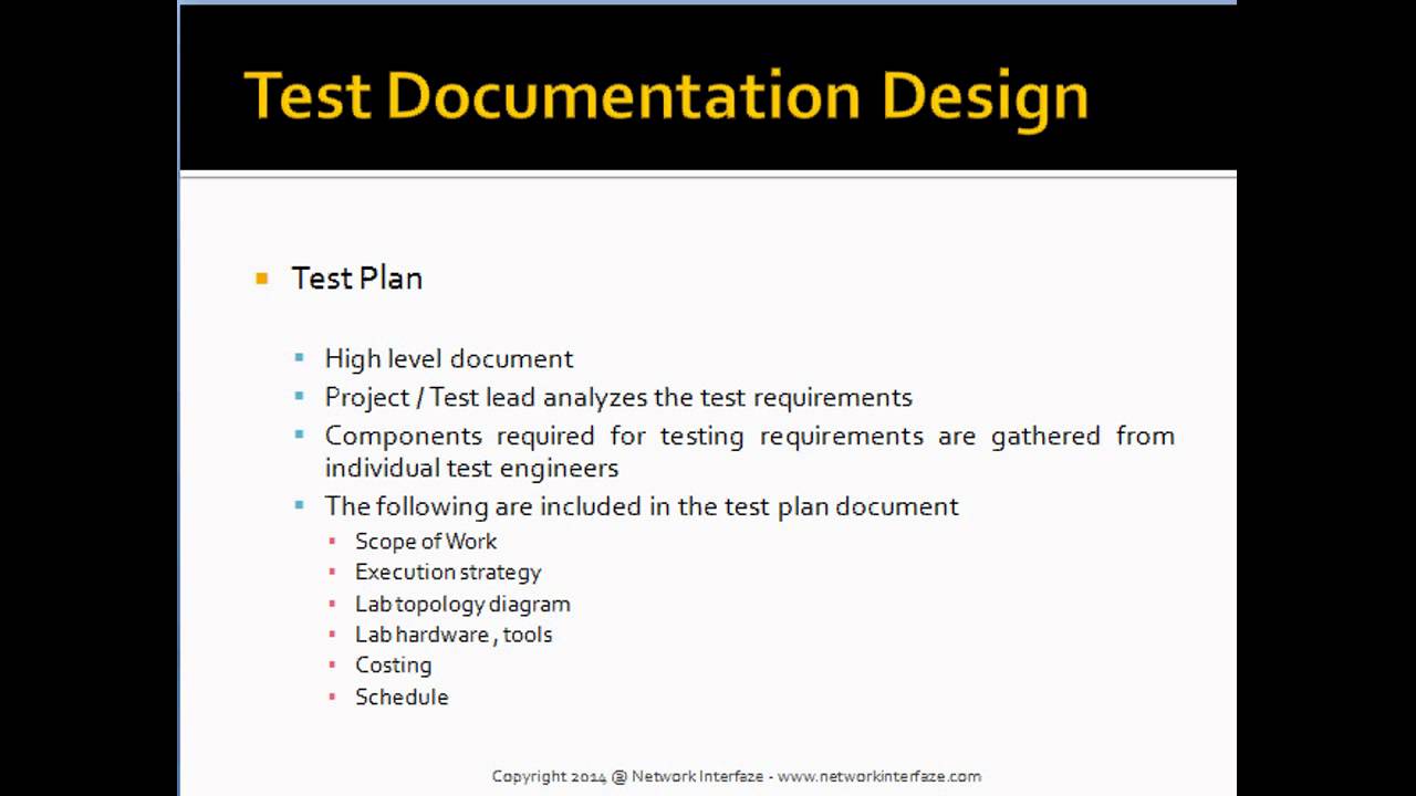Test documentation design for protocol testing