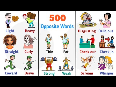 500 Opposite Words |āOpposite Words in English | Antonyms And Synonyms Vocabularies With Pictures