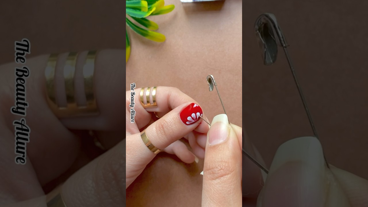 💅❣️Easy nail art design with safety pin #nailart2025 #shorts #shortvideo