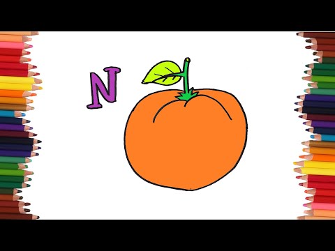 Como Dibujar una NARANJA - Dibujos con la letra N paso a paso y muy Fácil