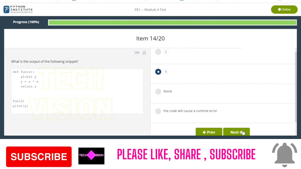 CISCO - PYTHON MODULE 4 TEST  Answers ( PCAP - Programming essential in Python) #cisco