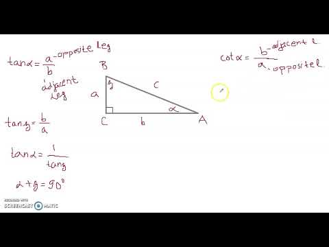 Definitions of tan and cot functions on a rigth triangle