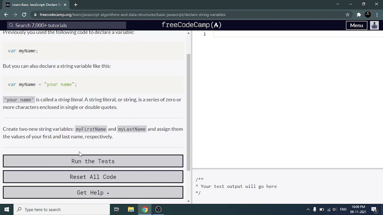 Declare String Variables - Freecodecamp.org | Video 6 | Basic JavaScript
