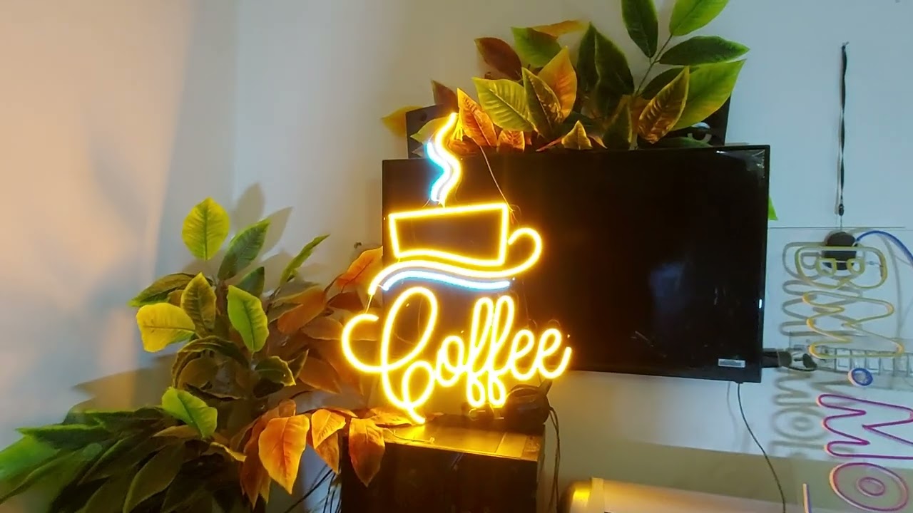 Neon LED Coffee Sign with Cup Logo for restaurant