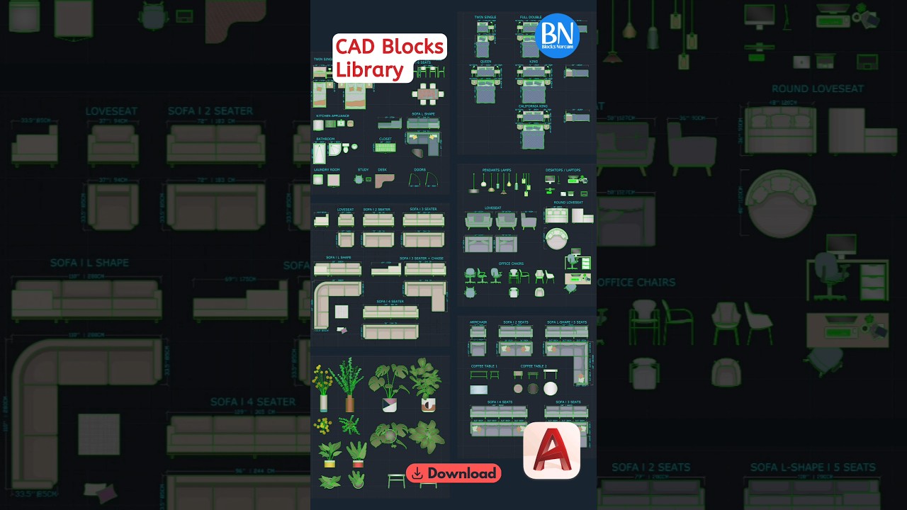 🚀💻Download CAD blocks furniture library. ➡️ https://blocksnorcam.com/