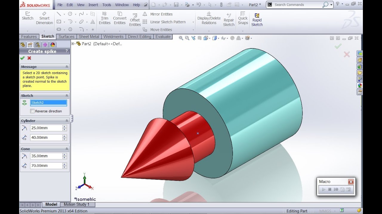 SolidWorks API macro feature demonstration