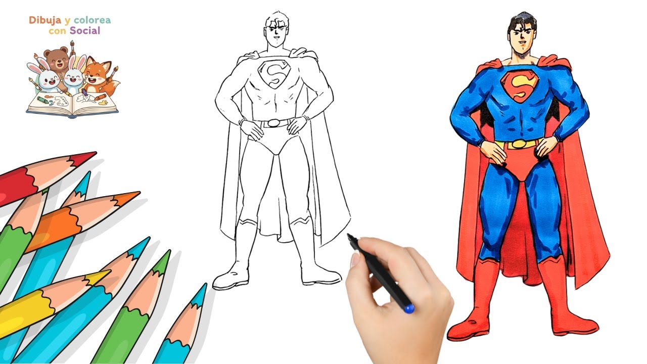 Cómo Dibujar a Superman y Colorear | Dibujos Fáciles de Superhéroes Paso a Paso