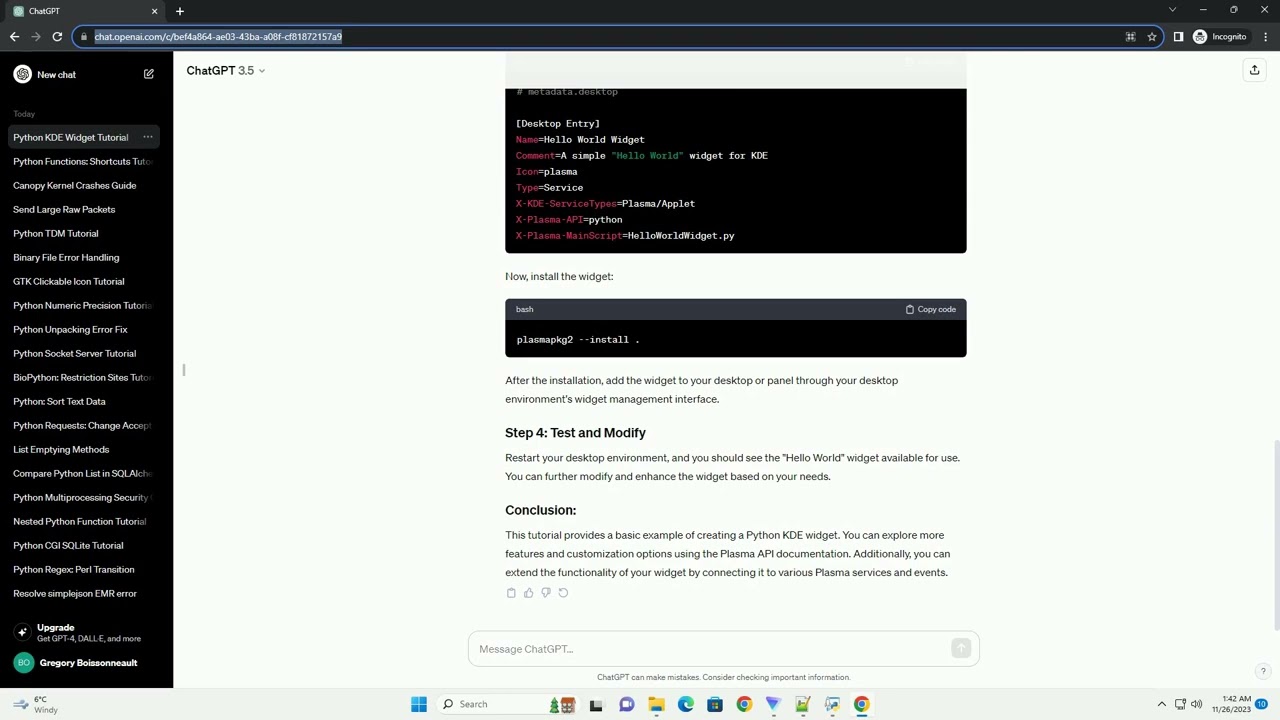 Designing a python kde widget