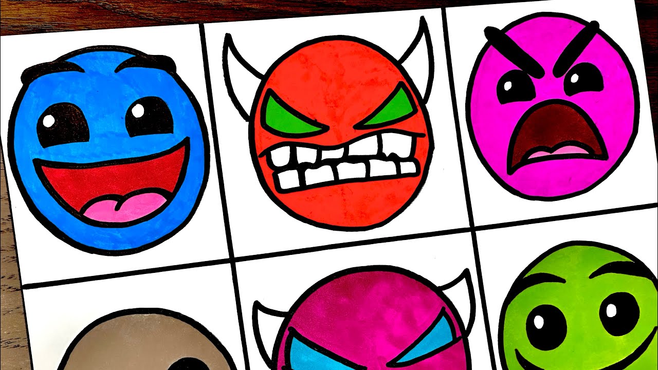 Drawing GEOMETRY DASH 2.2 DIFFICULTY FACES ICON SETUP!