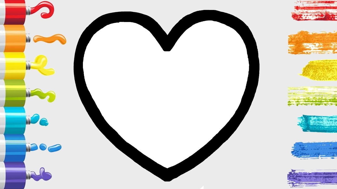 How to Draw Rainbow Heart with Glitter Coloring Page and Drawing Book for Kids, Toddlers