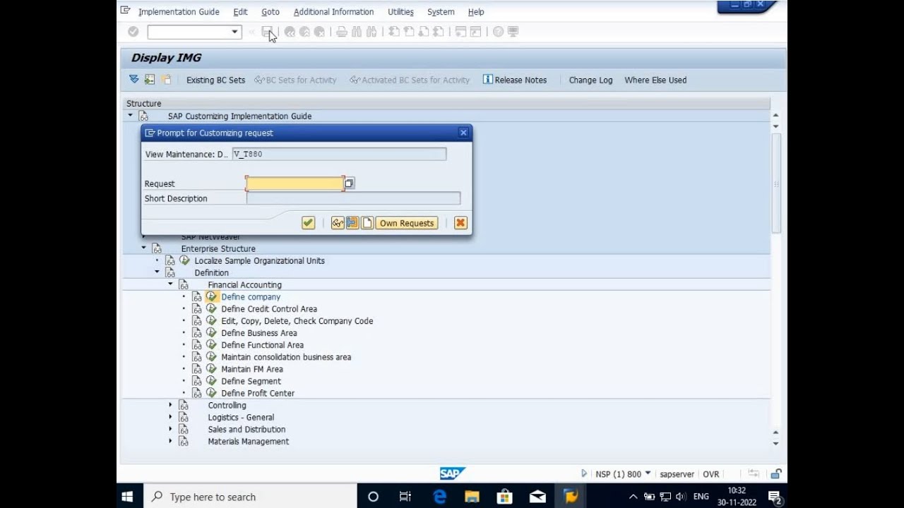 Create Transport Request (TR)/ Customizing Request (CR) in SAP