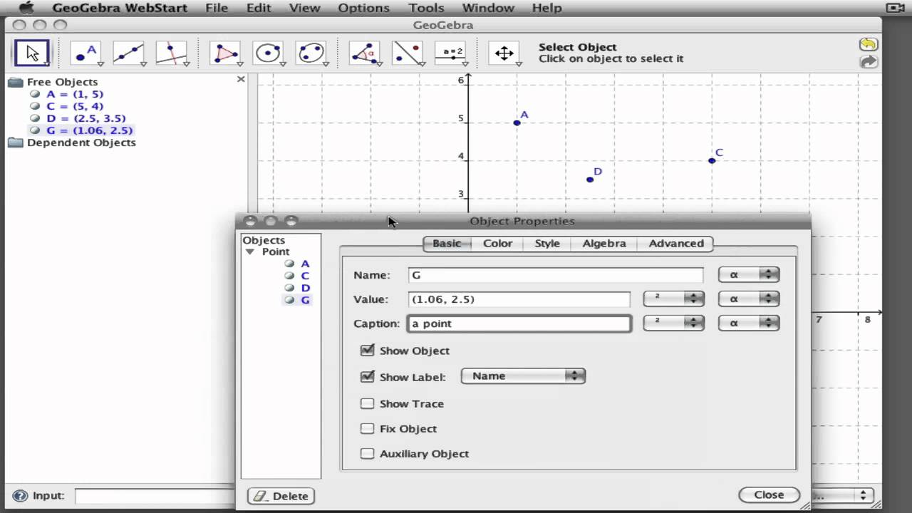 Geogebra Grid Points