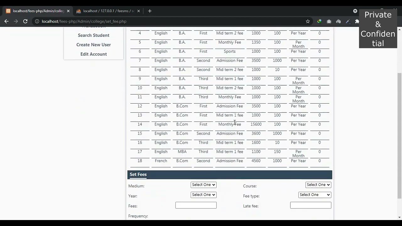 Fees Management System Full PHP Project with Source Code