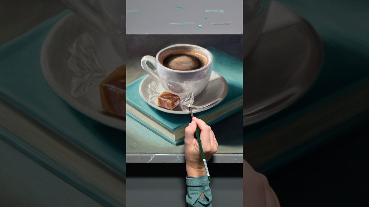 Coffee, Caramel and a Book Oil Painting