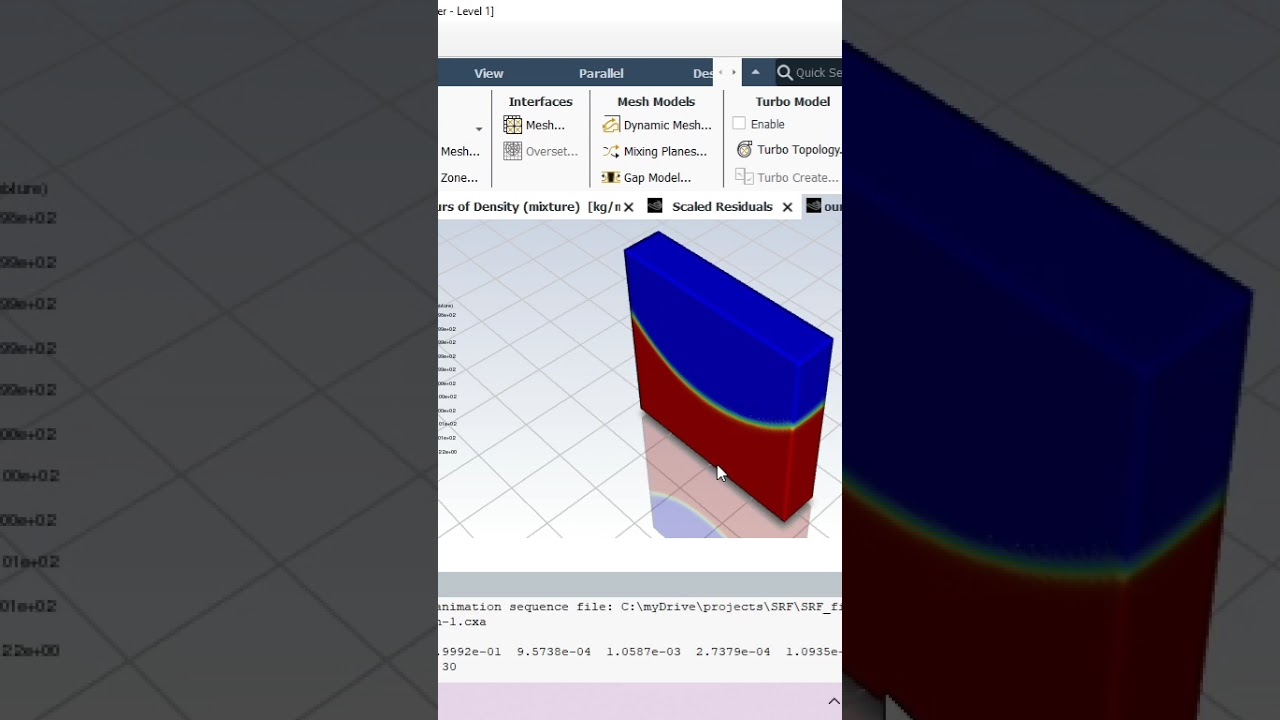 water-air interface shape modeling in a rotating container #ansysfluent #computationalfluiddynamics
