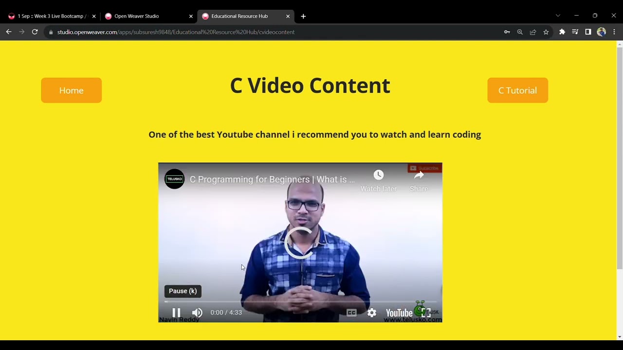 Openweaver Full Stack web development Virtual Internship, Capstone project - ERH , S U B Suresh.