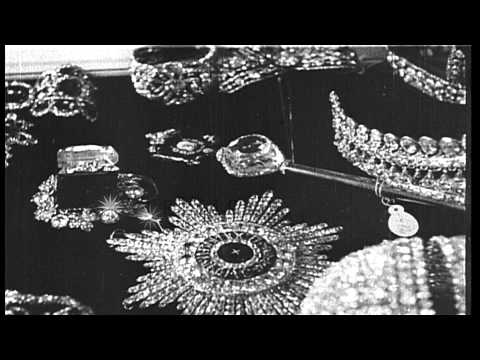 Display of the Russian Crown jewels, including crowns, bracelets, rings and other...HD Stock Footage