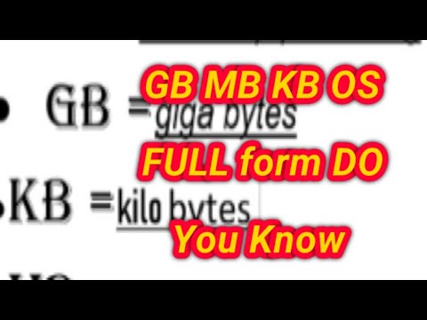 GB MB KB OS Full form।DO You Know। 2024 Important for all comprative exam full form part -1