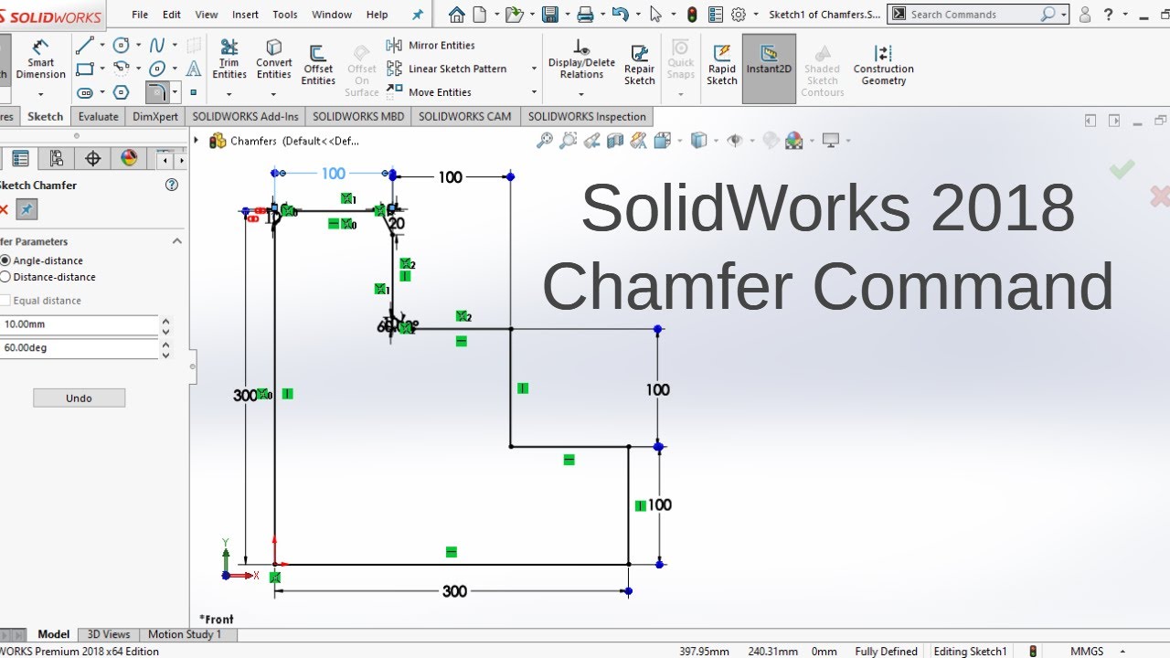 SolidWorks 2018 Tutorial For Beginners _ Chamfer Command