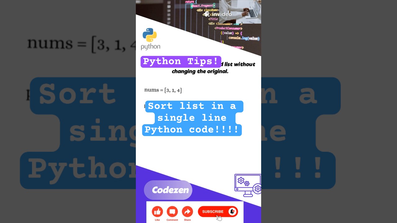 Python Tip - sorted function #python #coding #shorts #sort