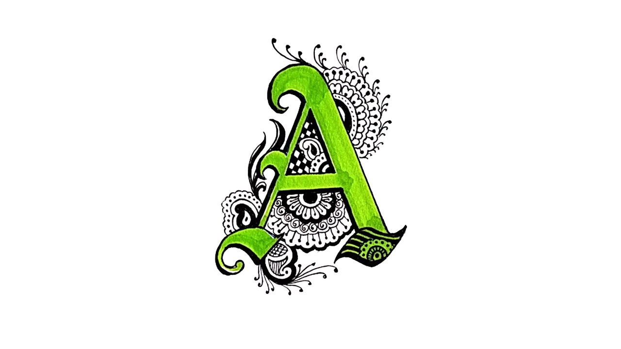 Alphabet A Gothic Style Font with Mandala Design.