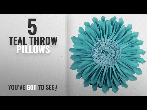 Top 10 Teal Throw Pillows [Winter 2018 ]: JW 3D Sunflower Accent Pillow Covers Handmade Floral