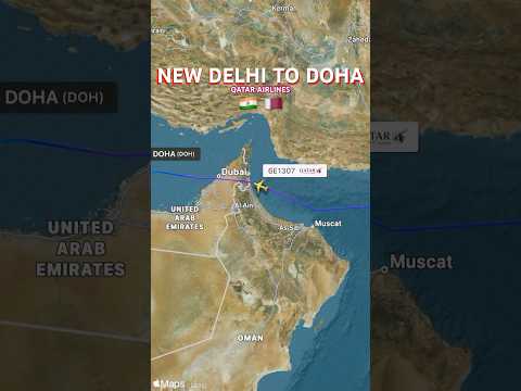 NEW DELHI 🇮🇳 TO DOHA 🇶🇦 FLIGHT ROUTE || QATAR AIRLINES || FLIGHT ✈️ || #flighttracking #ytshorts