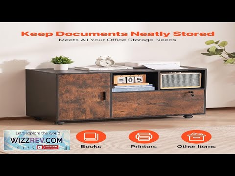 Wood File Cabinet Lockable Mobile Filing Cabinet Open Shelves Rustic Brown Review