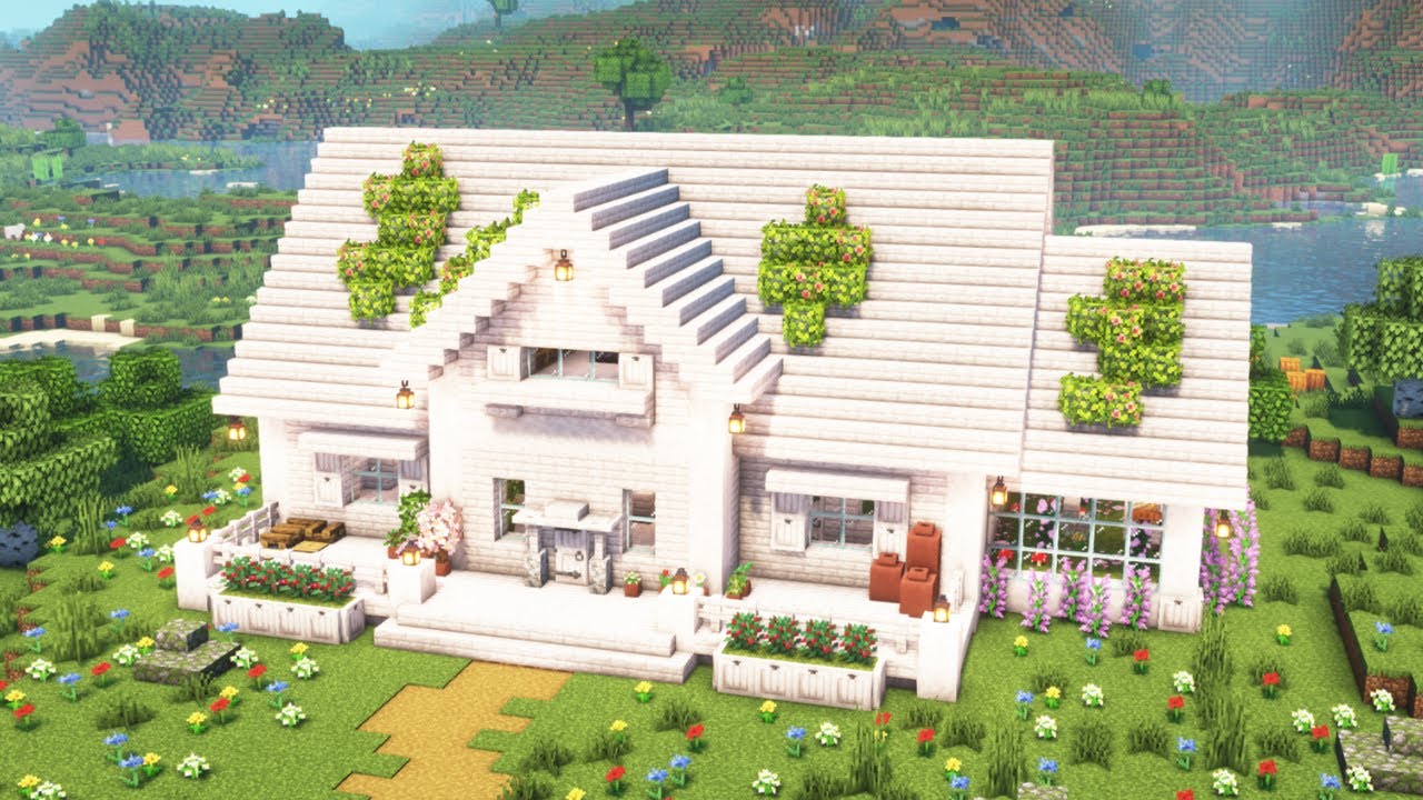 [Minecraft] 🌿🌼 Aesthetic Pale Oak House / Tutorial - Minecraft Builders