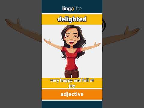???????? Delighted Meaning : Flash Card : Learn English Vocabulary