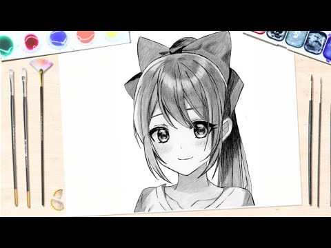 How to draw anime girl | easy drawing tutorial | cute anime girl drawing with pencil