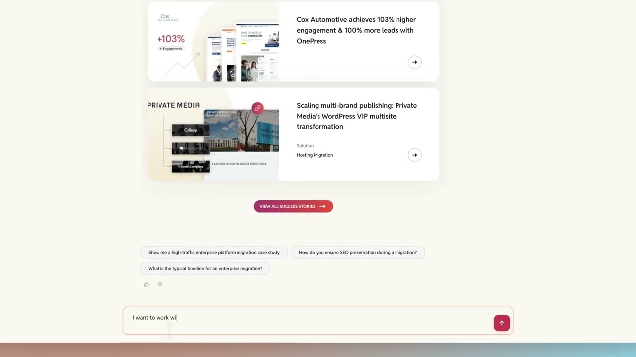 Personalized AI SDR on WordPress with UI elements
