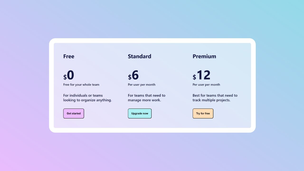 How To Create A RESPONSIVE PRICING TABLE Using HTML & CSS | CSS Grid Project For Beginners
