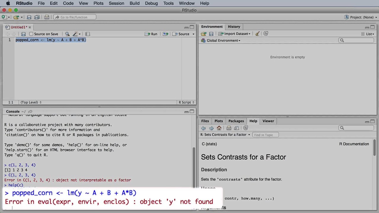 Experiments 3B - Solving the mathematical model for a 2 factor experiment using software