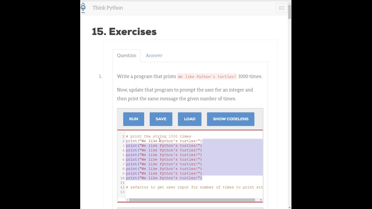 LC101 Think Python Chapter 4, Q1