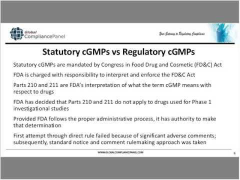 FDA's current thinking on cGMP compliance for Phase I Investigational Drug and Biologic products
